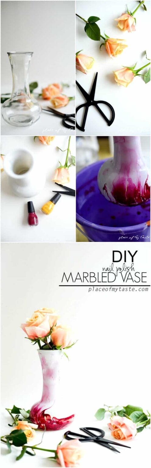 Learn how to marble a vase with nail polish