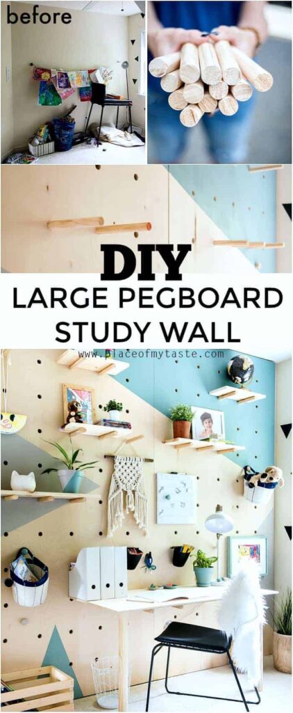 DIY PLYWOOD PEGBOARD WALL. SO COOL AND CHIC!